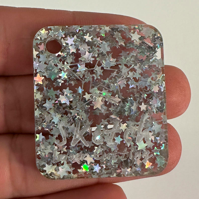 5mm Acrylic - Star Sequins Confetti - holographic silver – Sketch Laser ...