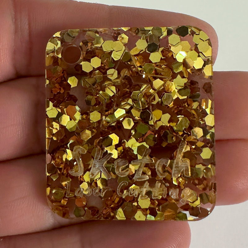 3mm Acrylic - Chunky Hex Fleck Glitter - Gold – Sketch Laser Cutting