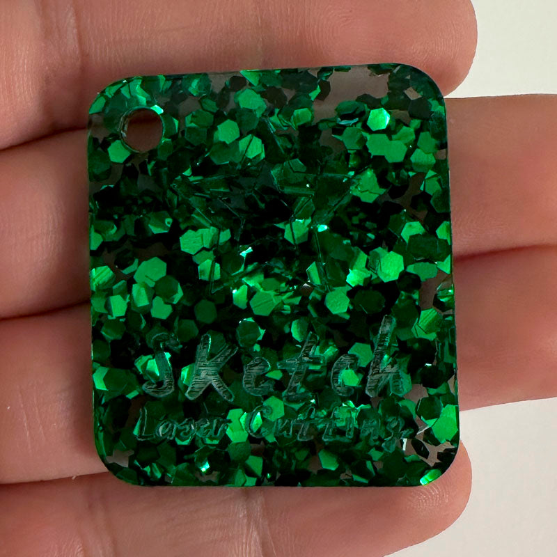 3mm Acrylic - Chunky Hex Fleck Glitter - Emerald Green – Sketch Laser ...