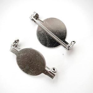 Flat round brooch backs 16mm (10pcs)