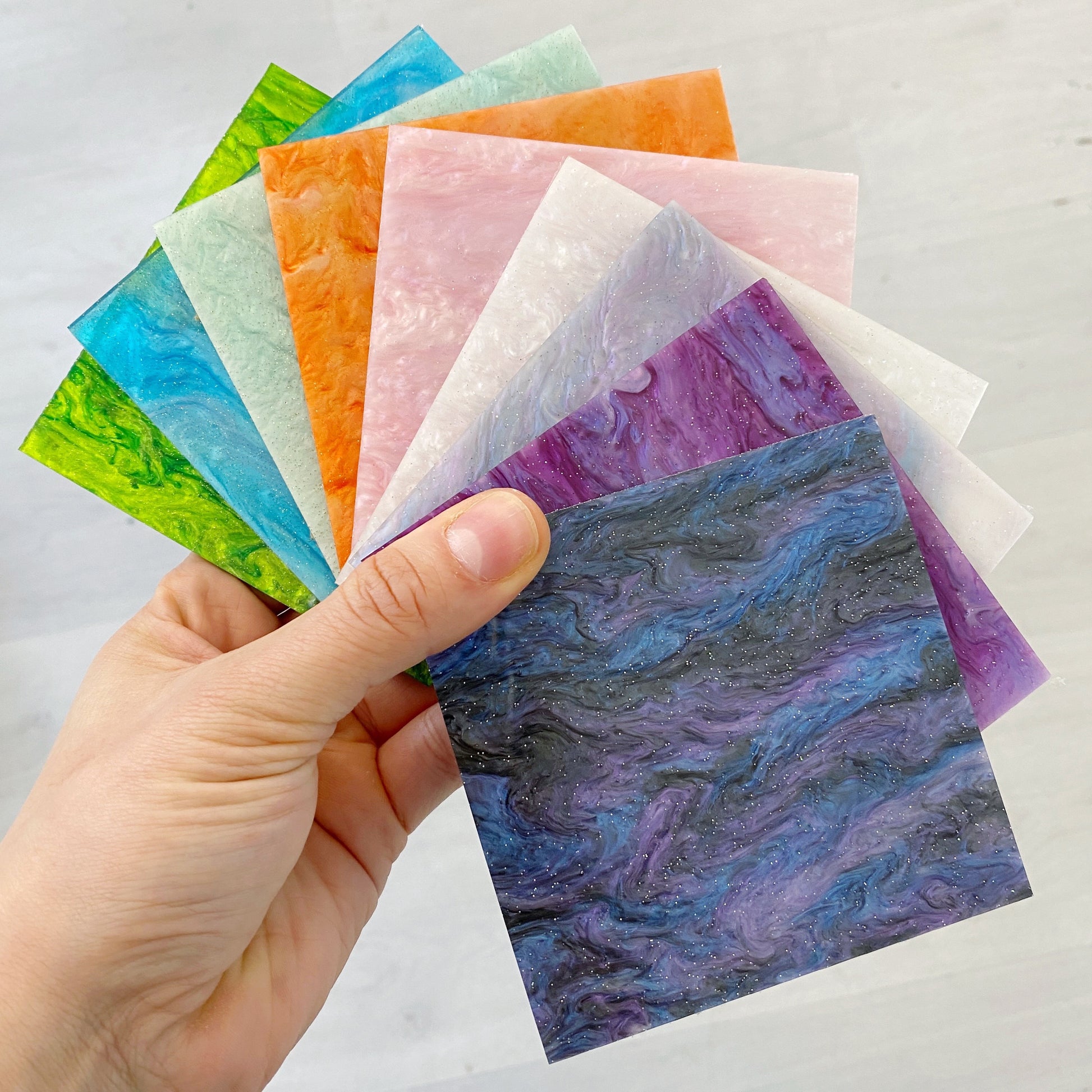 Material Sample Set - Shimmer Swirl Glittery Marble (x23 Swatches) – Sketch Laser Cutting