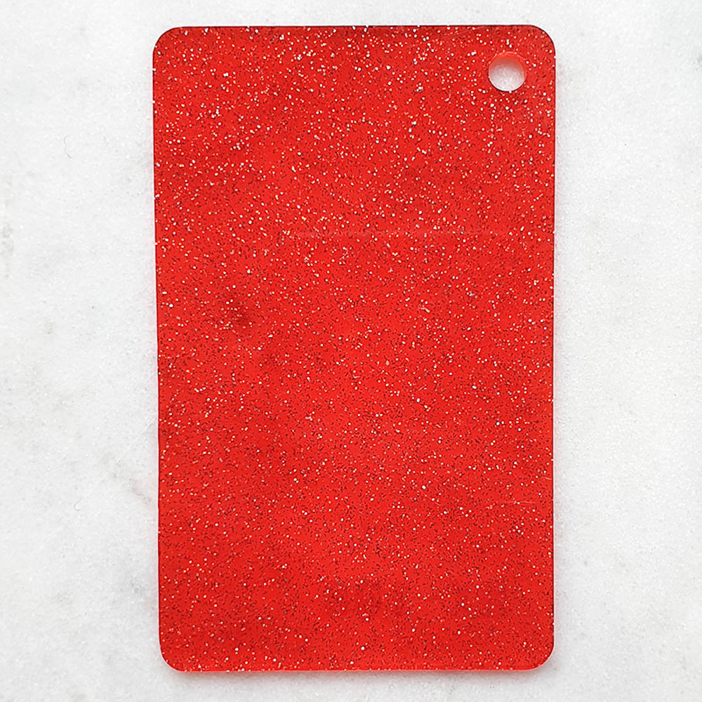 3mm Acrylic - Clear Colour Glitter - Red – Sketch Laser Cutting