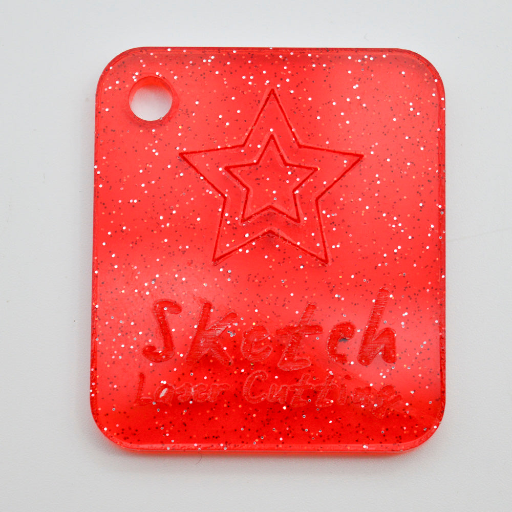 3mm Acrylic - Clear Colour Glitter - Red – Sketch Laser Cutting