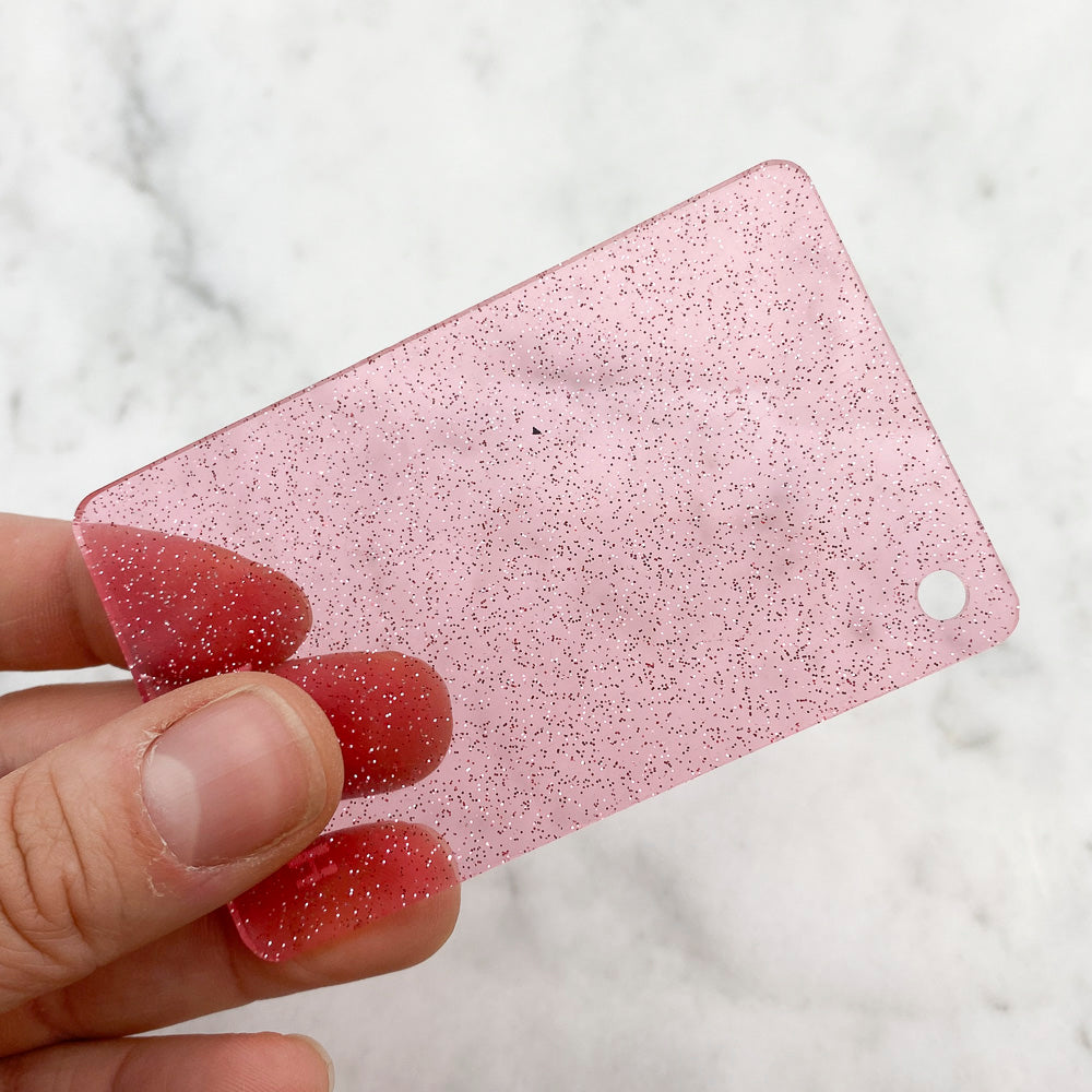 3mm Acrylic - Clear Colour Glitter - Pink – Sketch Laser Cutting
