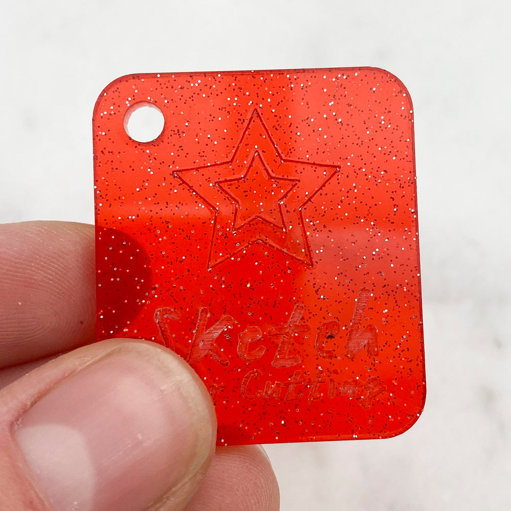 3mm Acrylic - Clear Colour Glitter - Red – Sketch Laser Cutting
